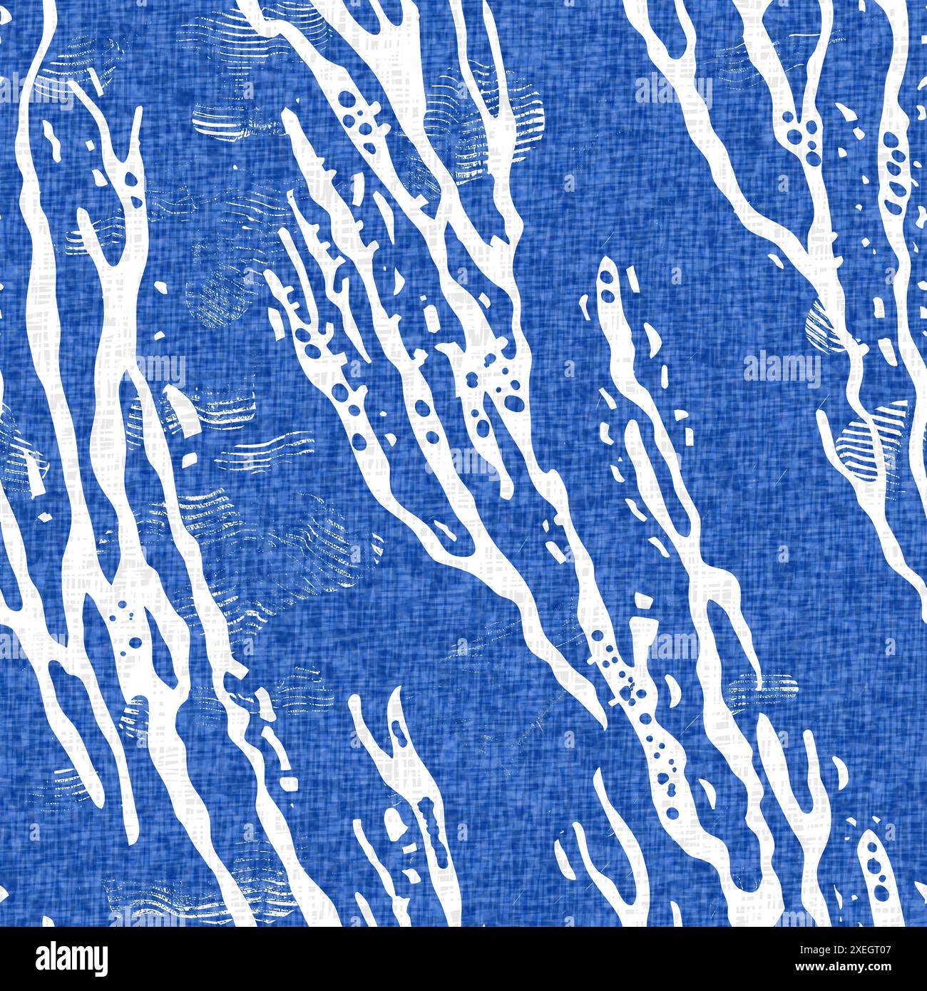 Whimsical seaweed kelp coastal electric blue beach pattern. Batik ...