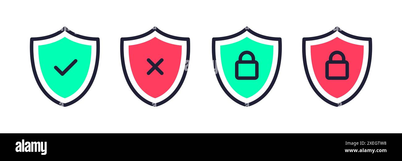 Shield checkmark line Cut Out Stock Images & Pictures - Alamy