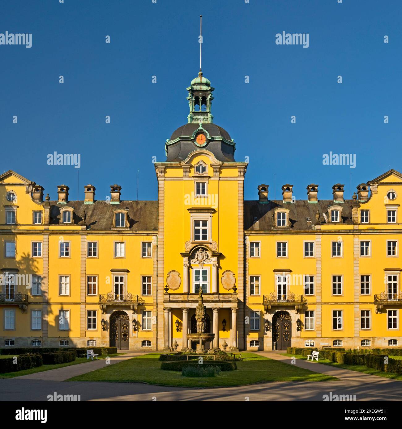 Front view of Bueckeburg Castle, ancestral seat of the House of ...