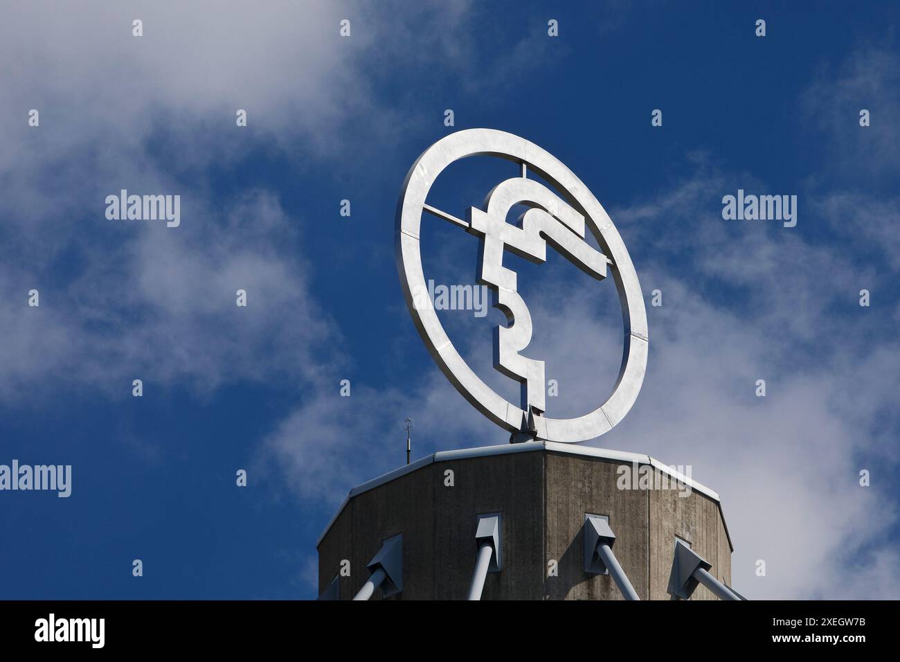 The Hermes logo, landmark of the Hannover Messe, Deutsche Messe AG ...