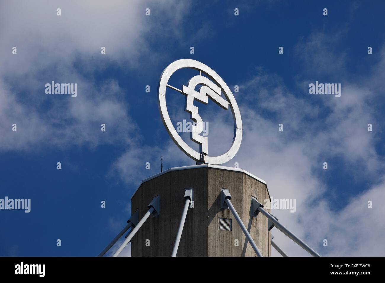 The Hermes logo, landmark of the Hannover Messe, Deutsche Messe AG ...