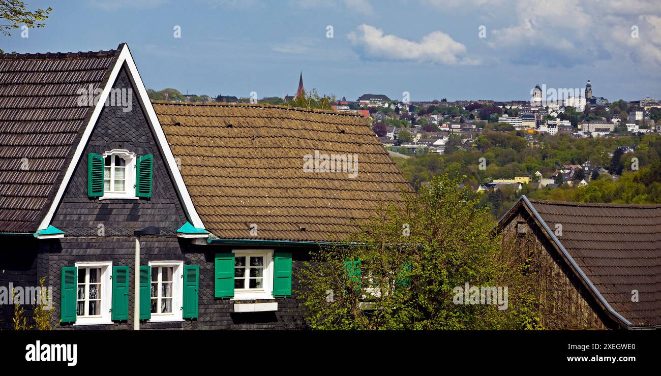 Historic half-timbered house in the Schaberg area of Solingen with a ...