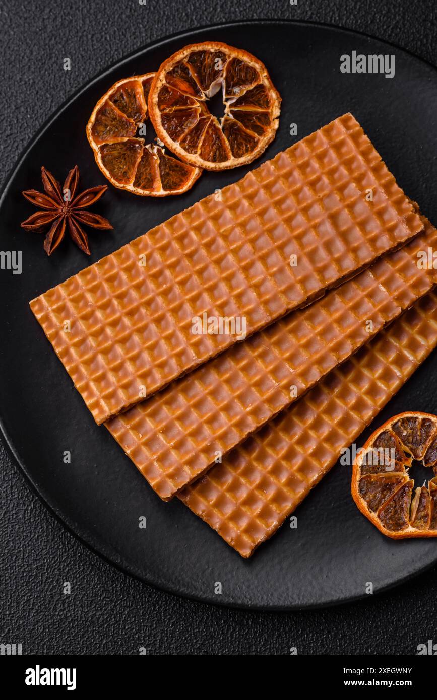 Plate delicious chocolate wafer hi-res stock photography and images - Alamy