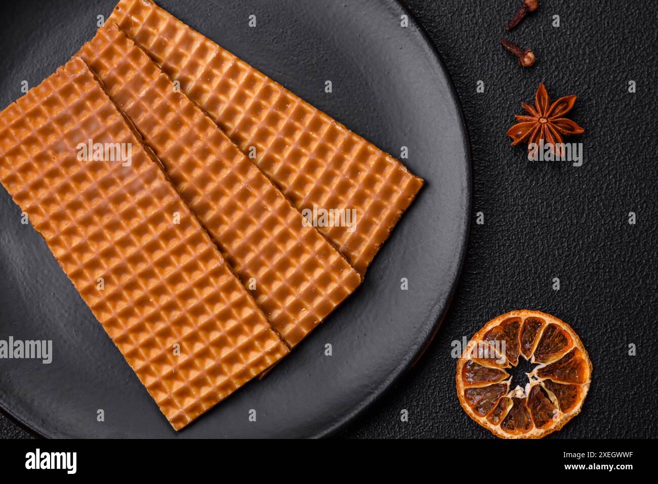 Plate delicious chocolate wafer hi-res stock photography and images - Alamy