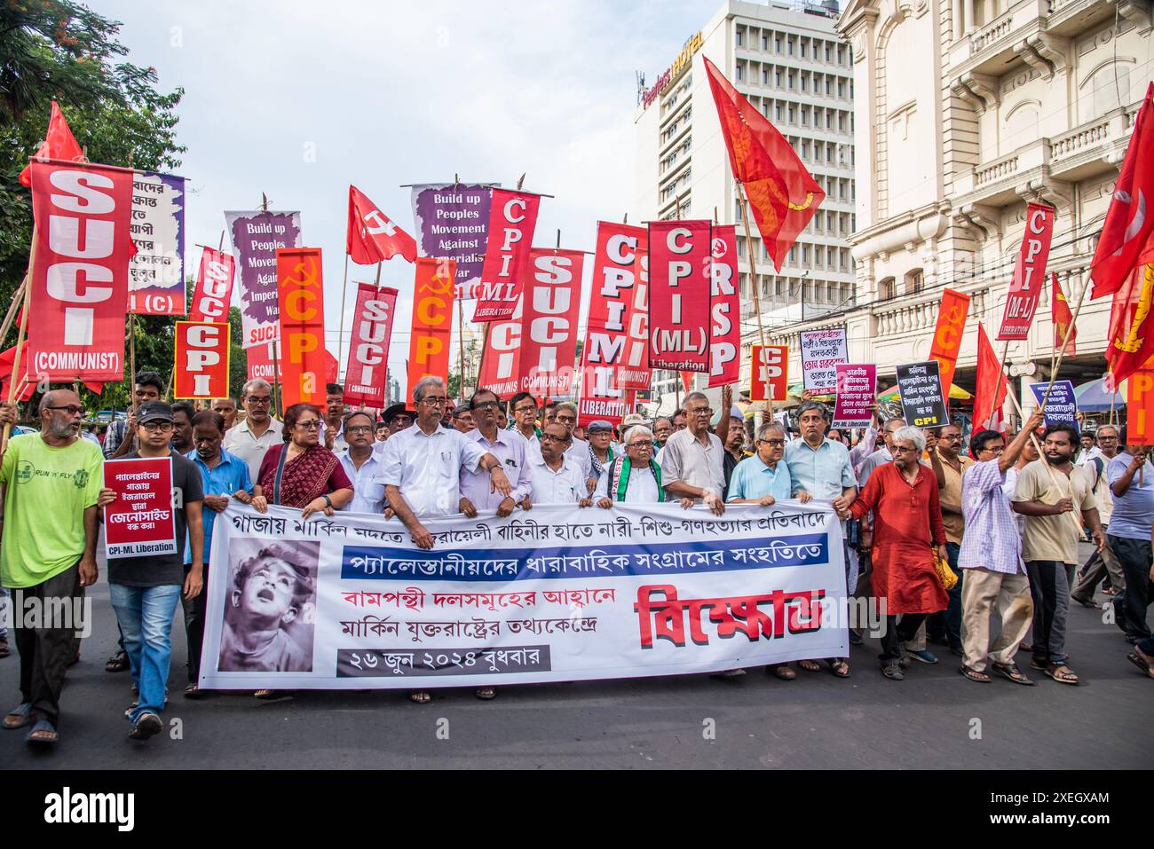 June 26, 2024, Kolkata, West Bengal, India: Left parties led by the ...