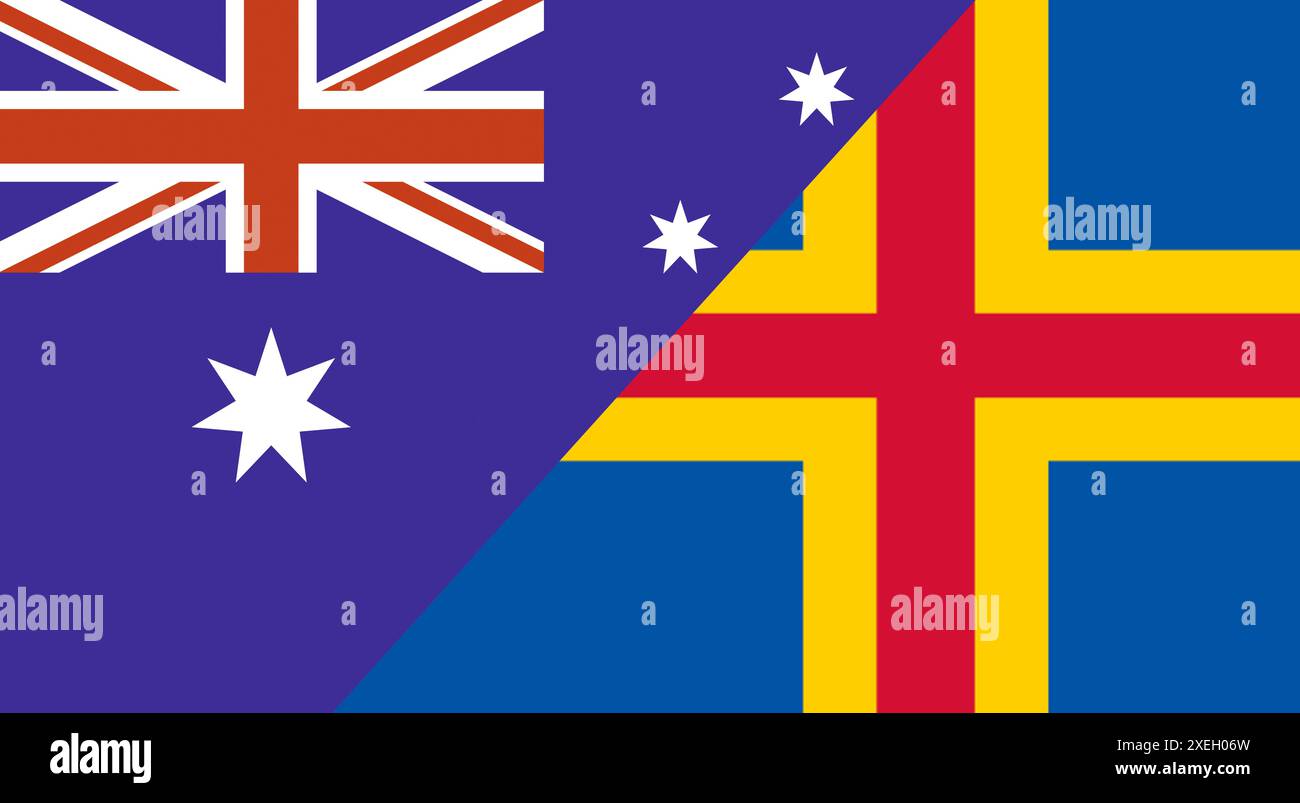 Flag of Australia and Aland Islands. Two Flag Together Australian and ...