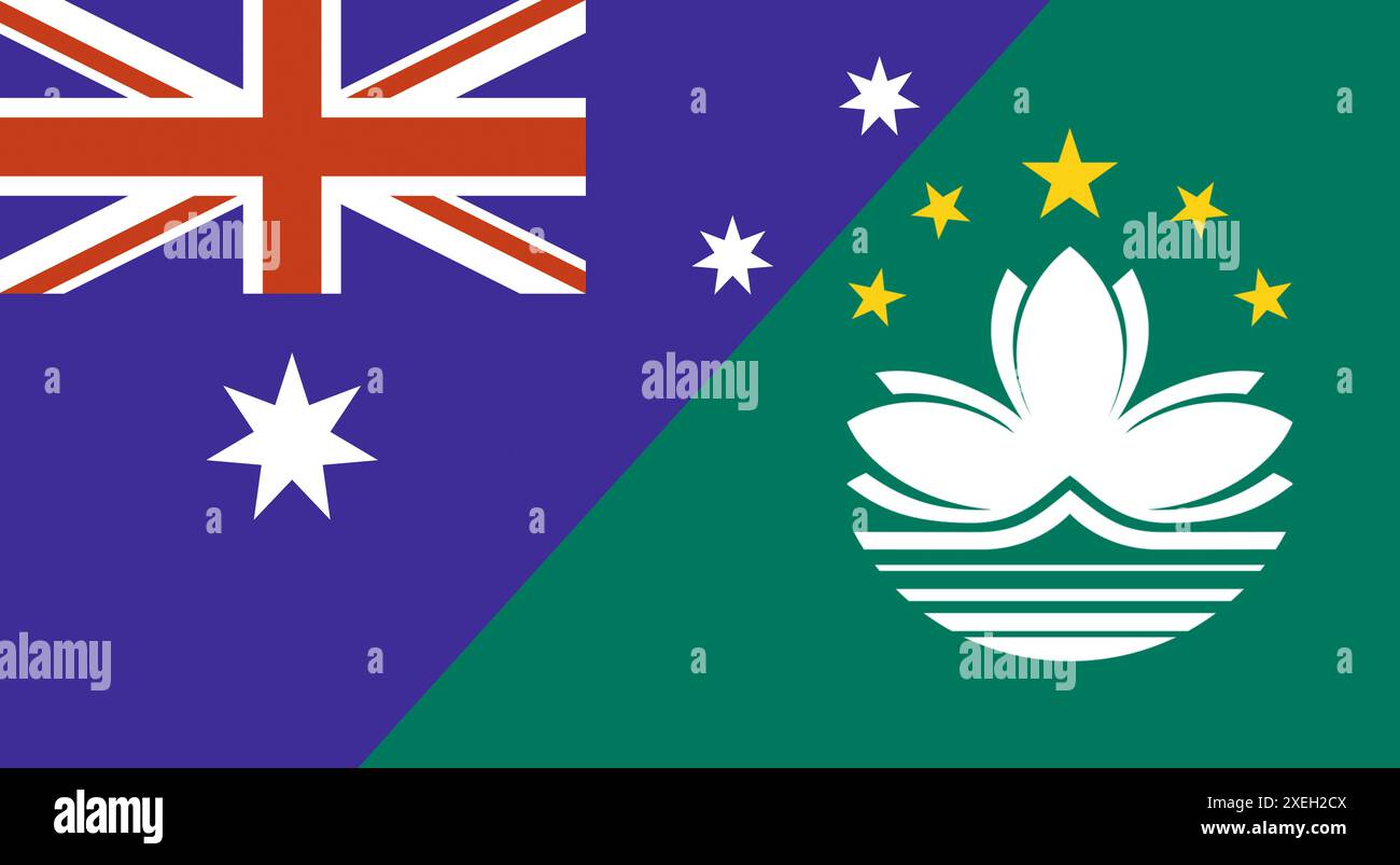 Flag of Australia and Macau. Two Flag Together Australian and Macao ...