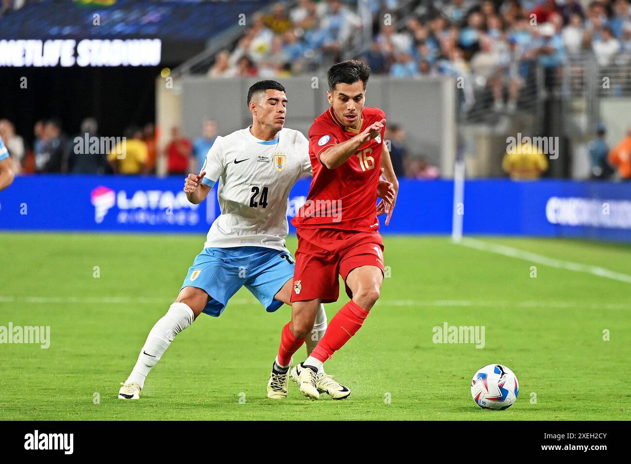 East Rutherford, United States. 27th June, 2024. Lucas Olaza of Uruguay ...
