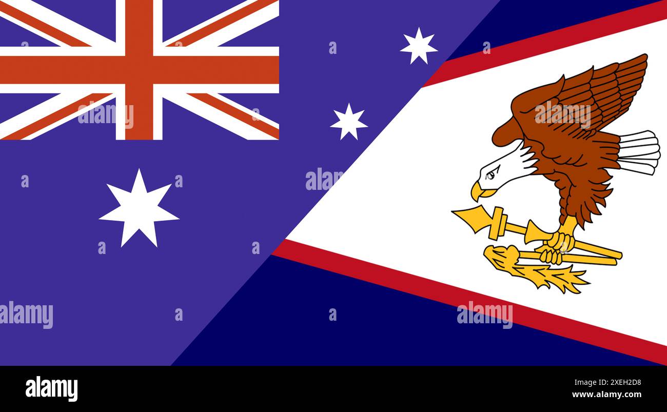 Flag of Australia and American Samoa. Two Flag Together Australian and ...