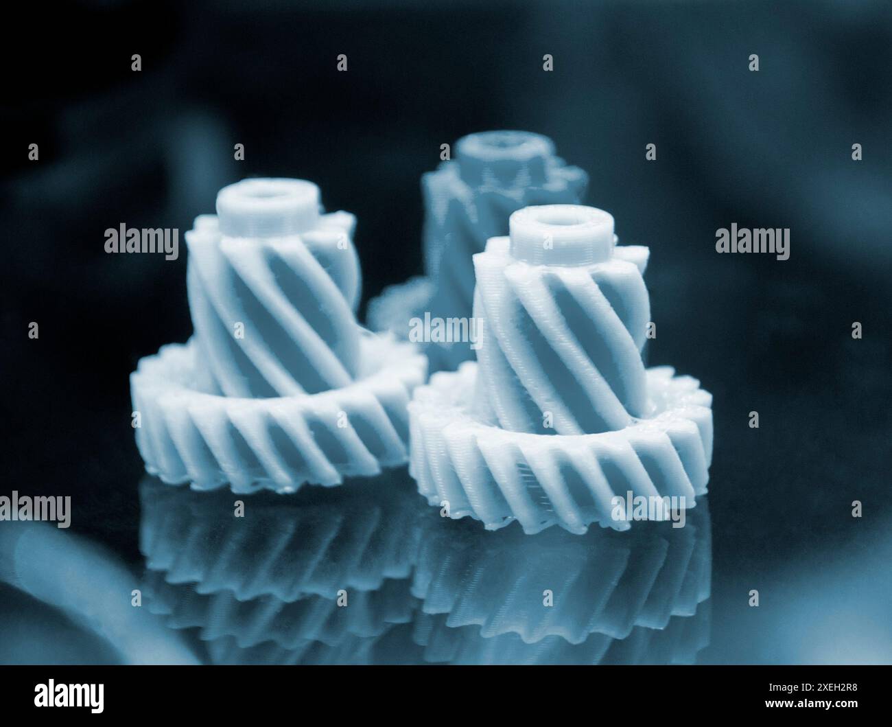 Detailed models printed on 3D printer from polymer close-up. Detailed ...
