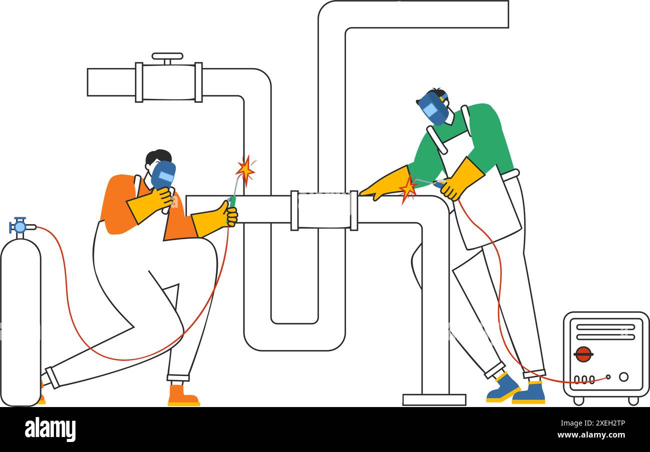 Welding Service Vector Illustration featuring a Professional Welder ...