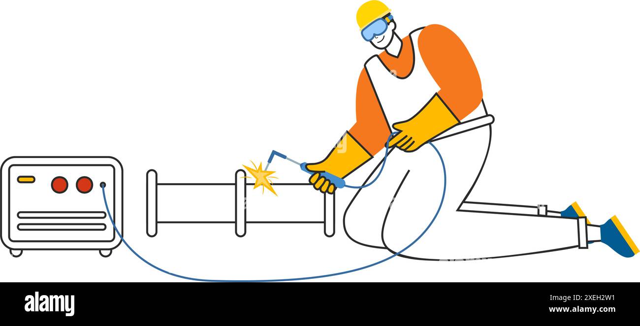Welding Service Vector Illustration featuring a Professional Welder ...