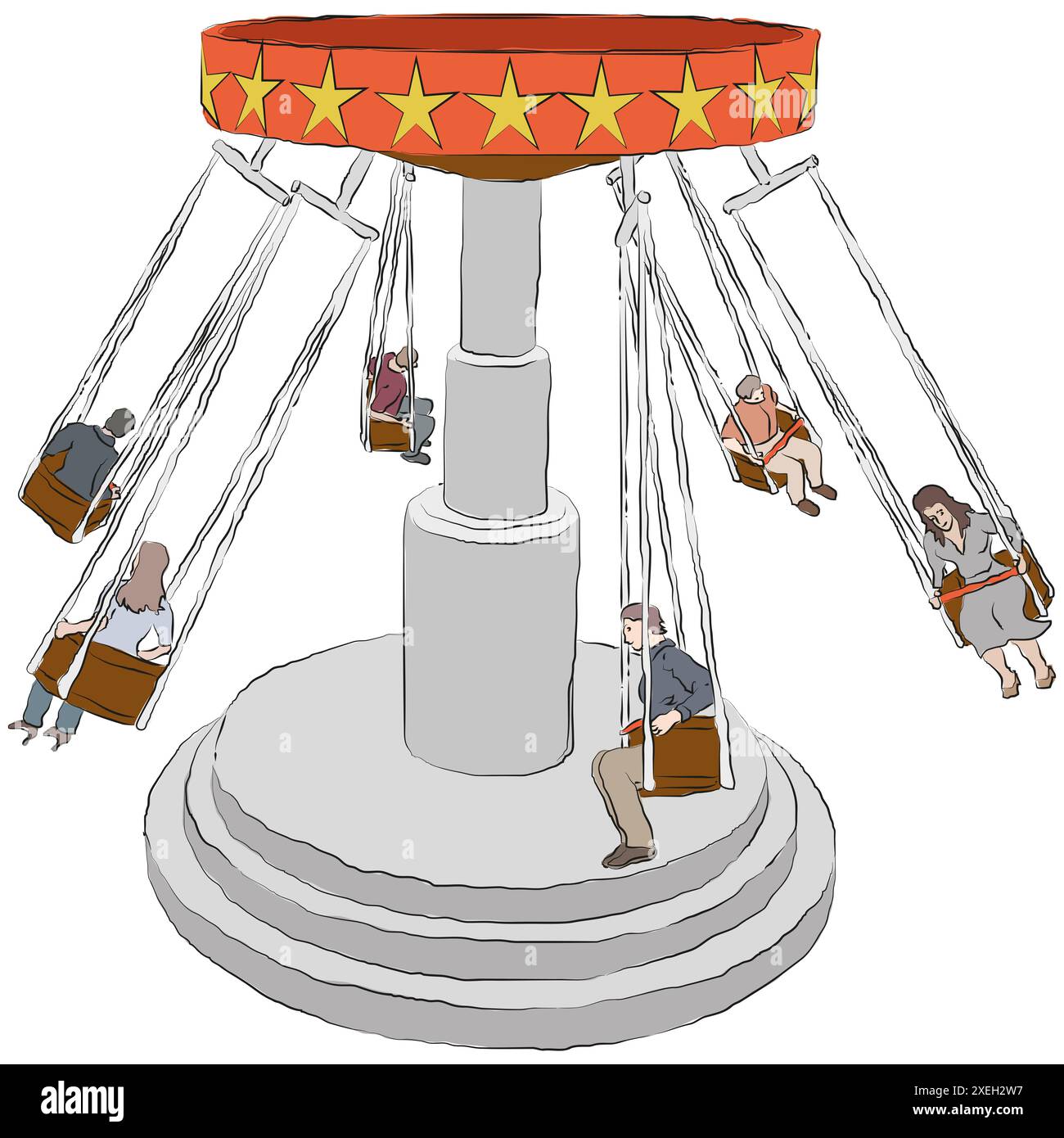 Illustration eines Kettenkarussells. Illustration of a chain carousel ...