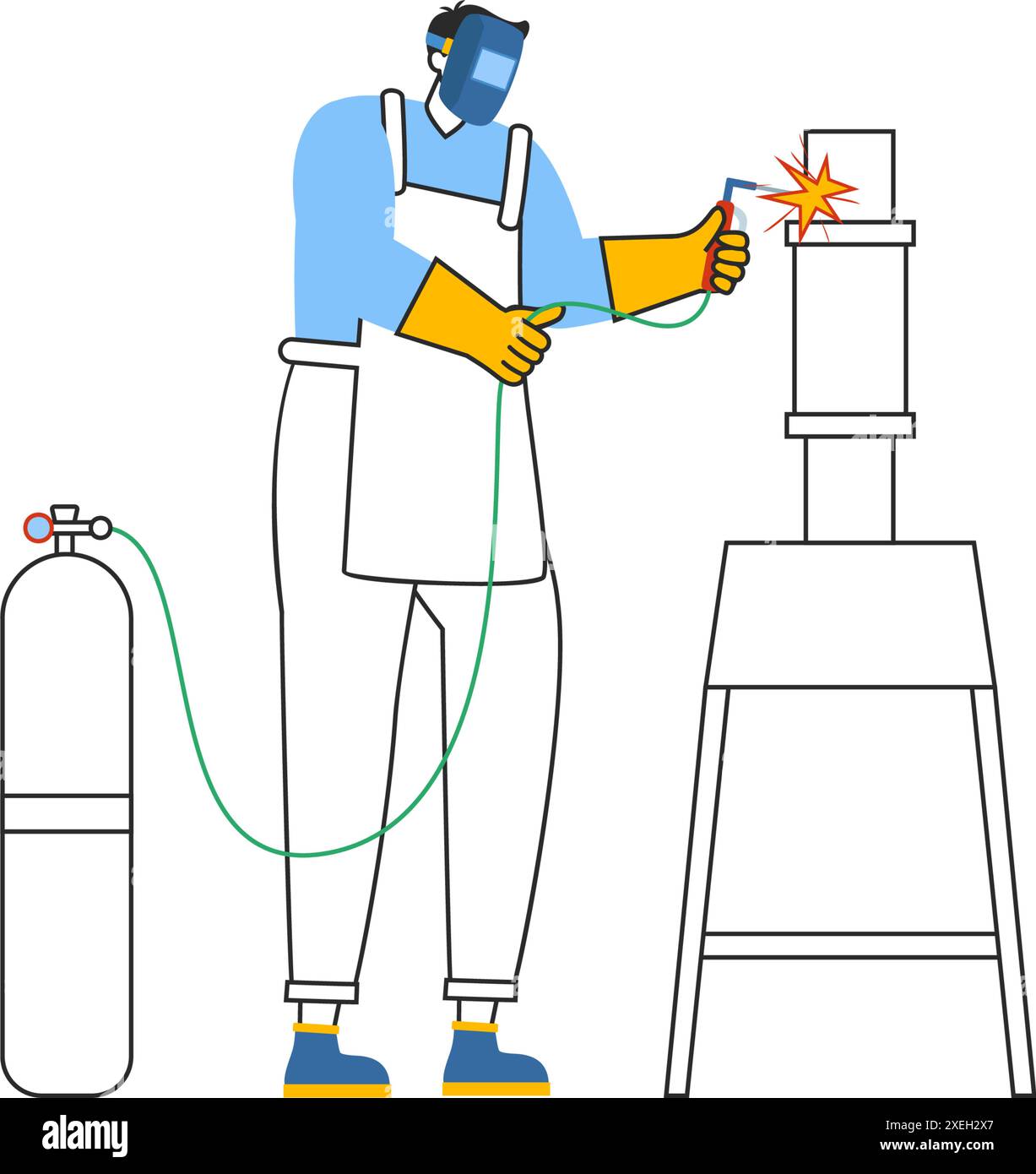 Welding Service Vector Illustration featuring a Professional Welder ...