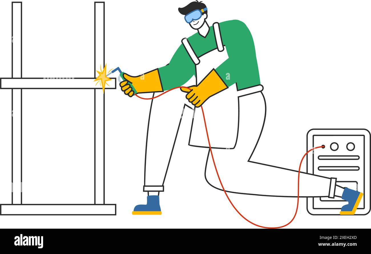 Welding Service Vector Illustration featuring a Professional Welder ...