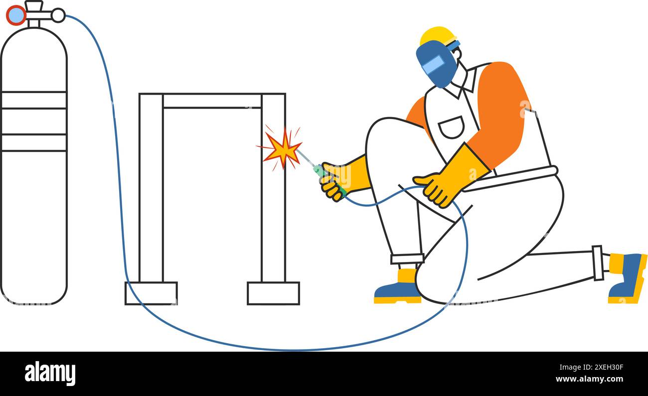 Welding Service Vector Illustration featuring a Professional Welder ...