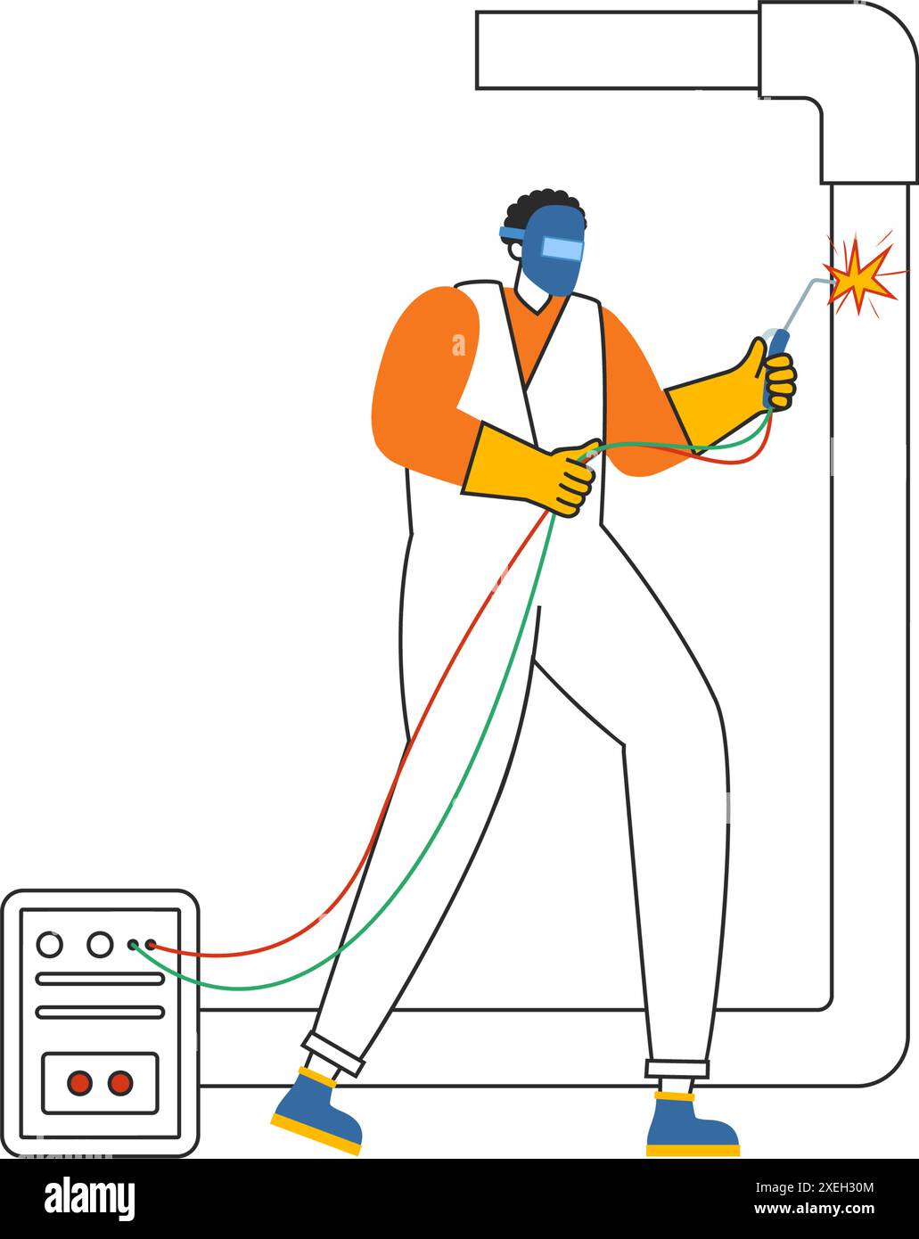 Welding Service Vector Illustration featuring a Professional Welder ...