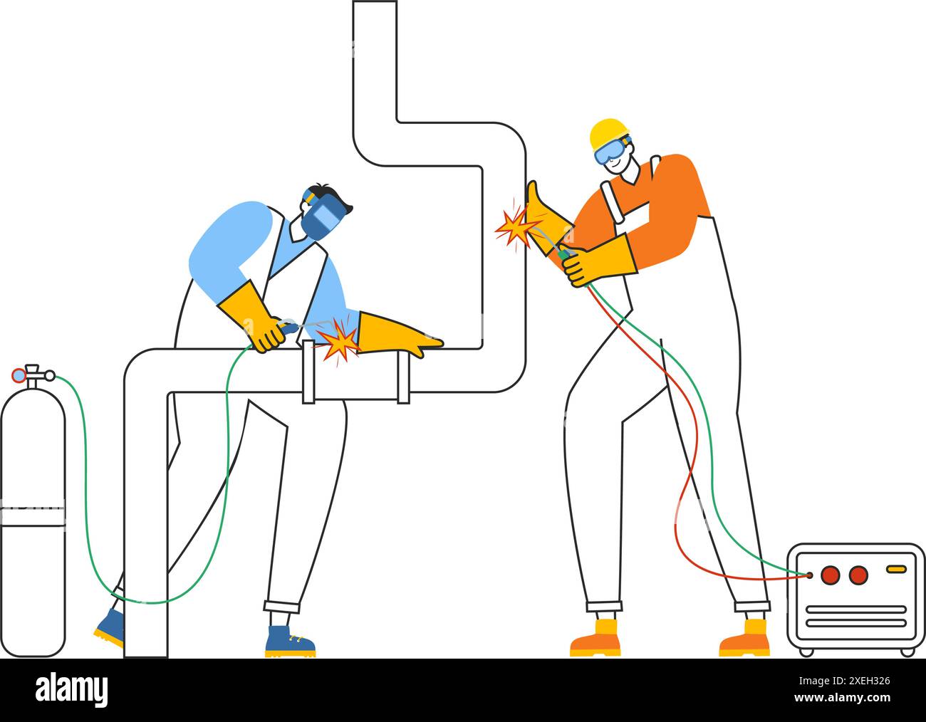 Welding Service Vector Illustration featuring a Professional Welder ...