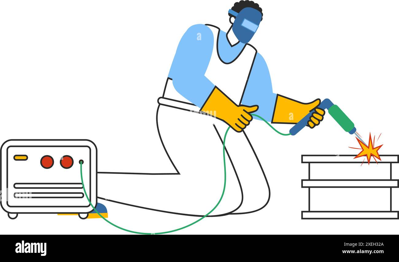 Welding Service Vector Illustration featuring a Professional Welder ...