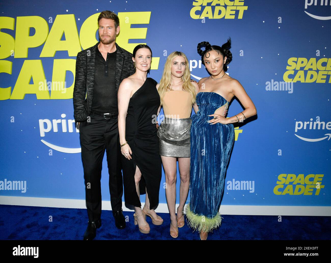 Tom Hopper, left, Liz W. Garcia, Emma Roberts and Poppy Liu attend the ...