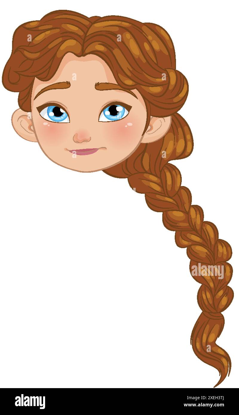 Illustration of a girl with a long braid Stock Vector Image & Art - Alamy