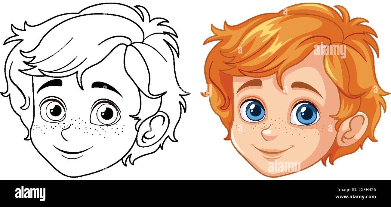 Cute boy with freckles and blue eyes Stock Vector Image & Art - Alamy