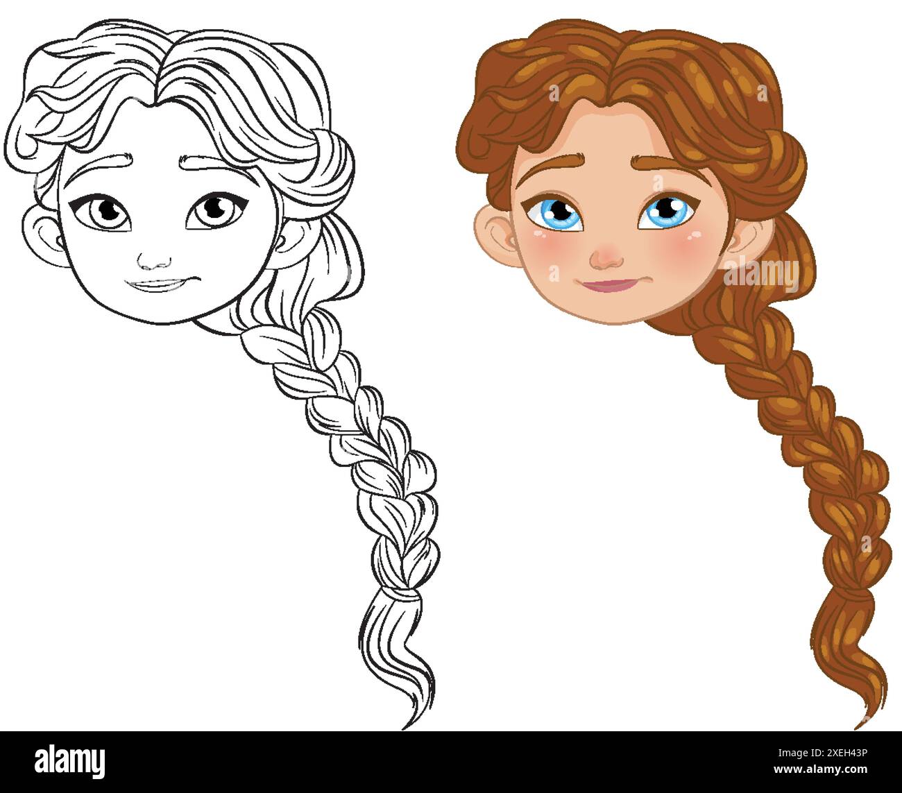 Long braid hairstyle Stock Vector Images - Alamy