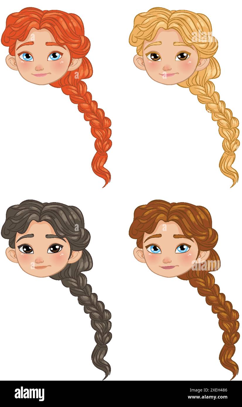 Black female cartoon characters with braids hi-res stock photography ...