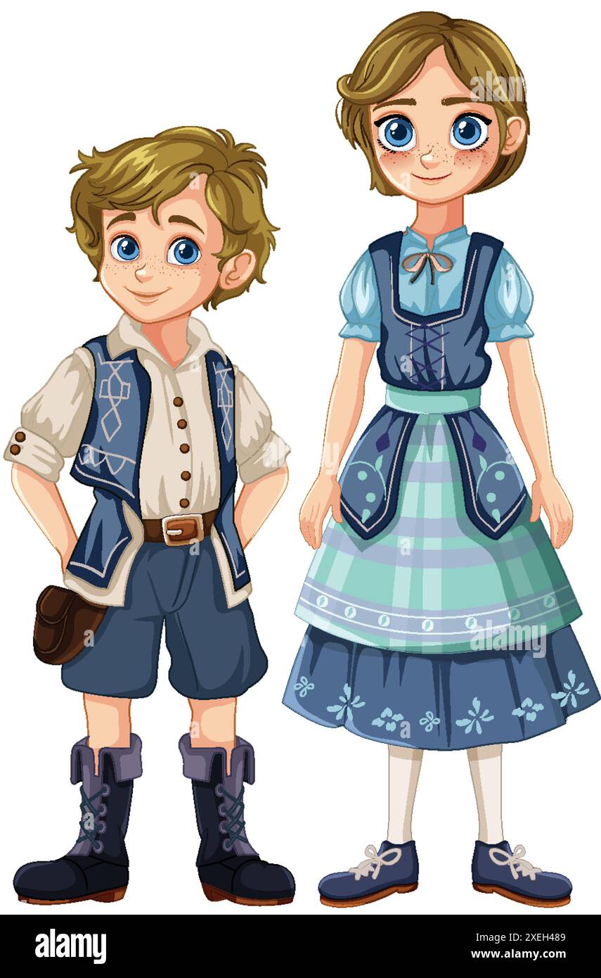 Boy and girl in traditional European attire Stock Vector Image & Art ...