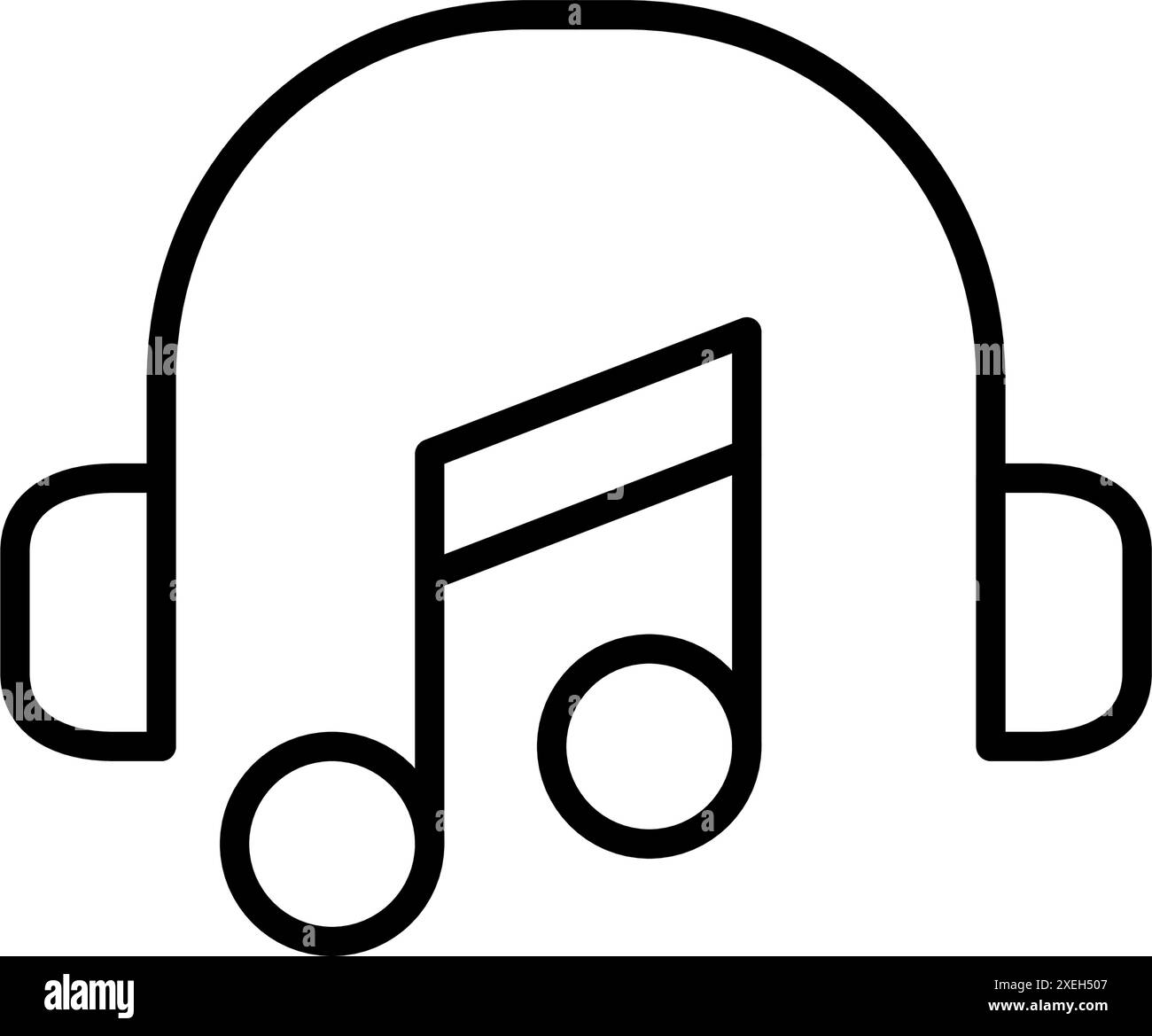 Musical notes and headphones. Listening to music. Pixel perfect vector ...