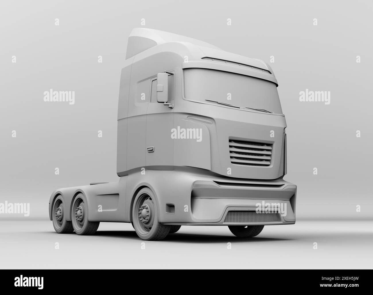 Clay rendering of Hydrogen Fuel cell Semi Truck. Generic design. 3D ...