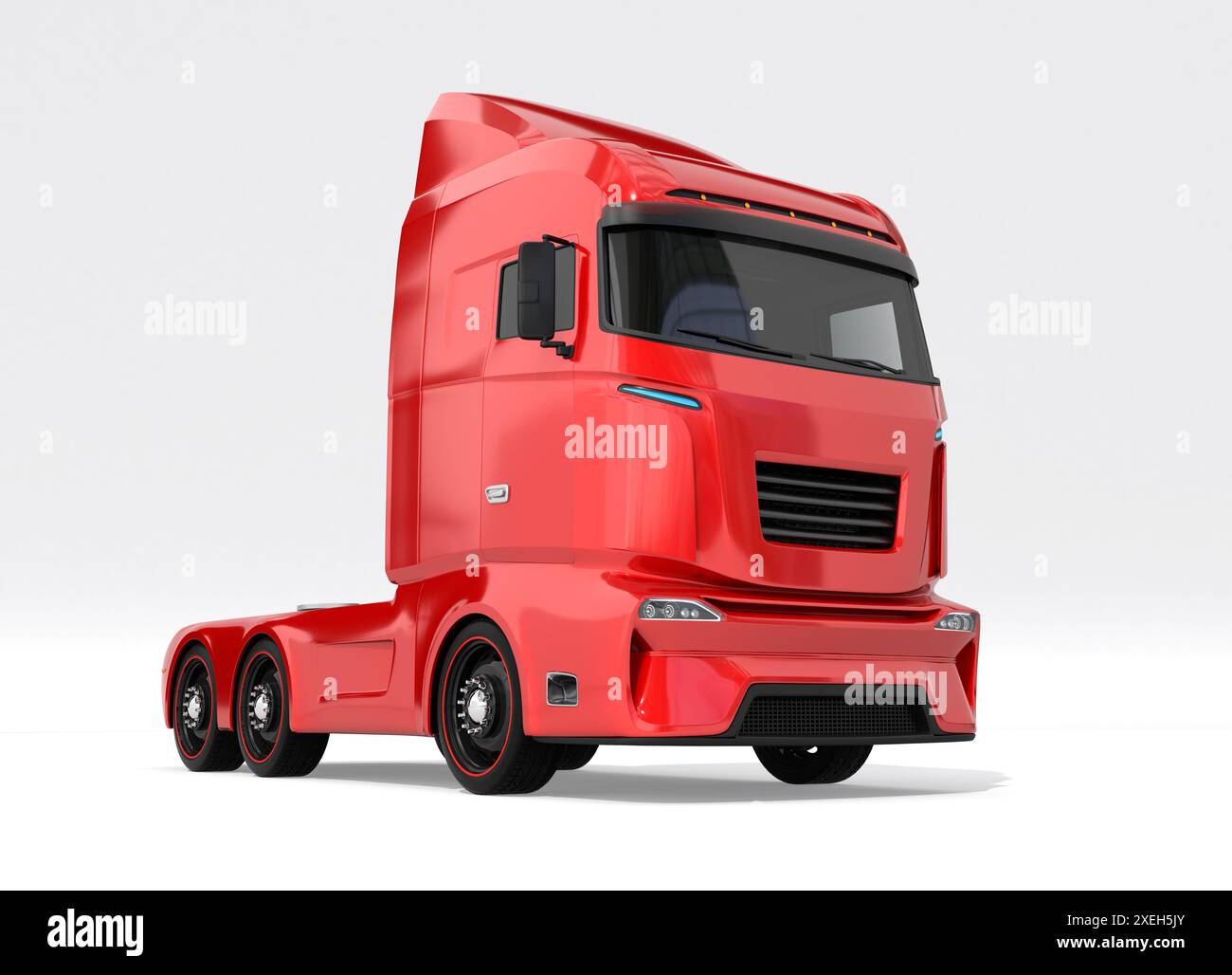Red Hydrogen Fuel cell Semi Truck on white background. Generic design ...