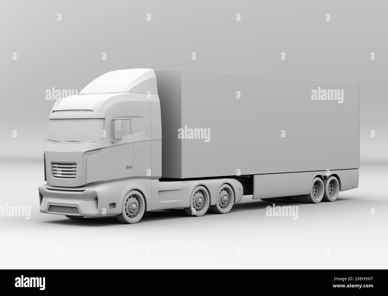 Clay rendering of Hydrogen Fuel cell Semi Truck. Generic design. 3D ...