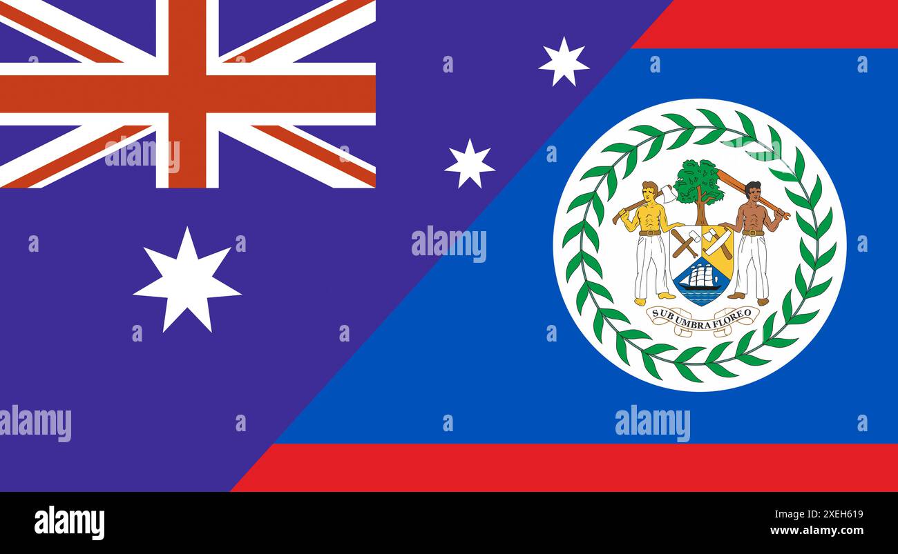 Flag of Australia and Belize. Two Flag Together Australian and Belize ...