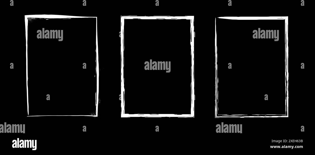 Grunge rectangle frame set. Different paint brushed border collection ...
