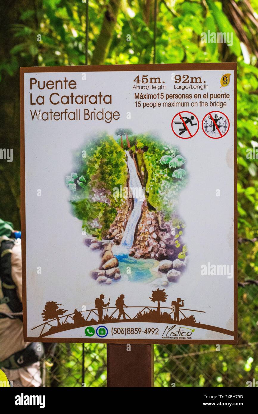 Interpretive sign at Mistico Hanging Bridges, Alajuela Province, Costa ...