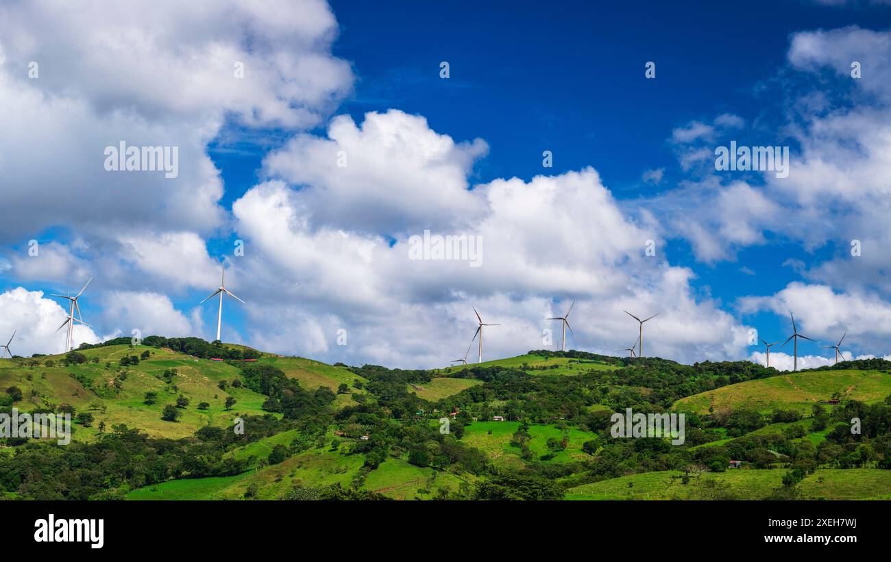 Wind farm above ranches in Tilaran, Guanacaste Province, Costa Rica ...