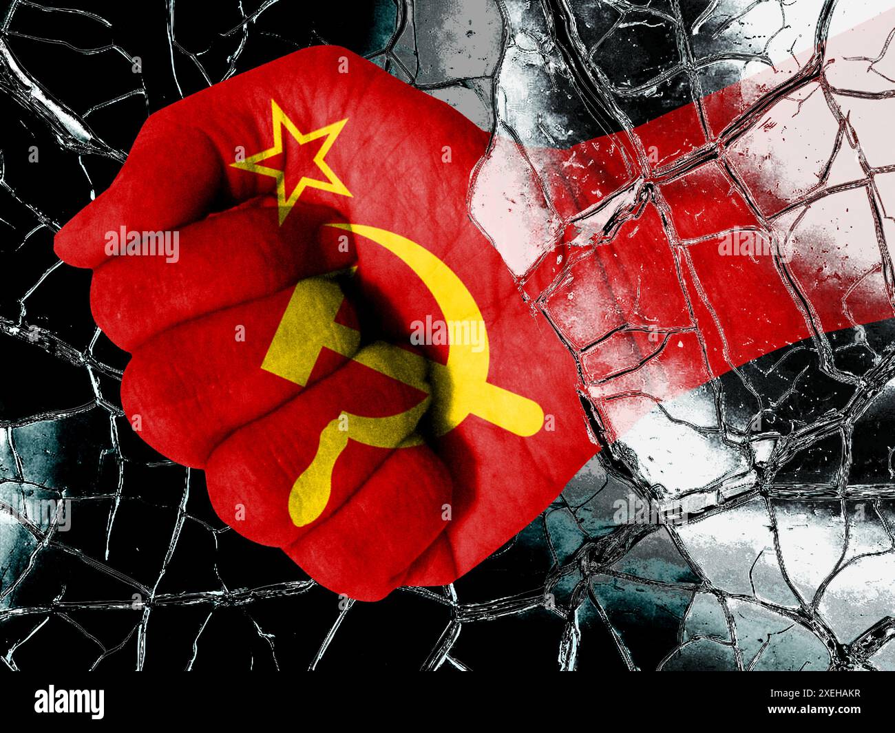 The Soviet flag was exposed with his fist several times. Cold War ...