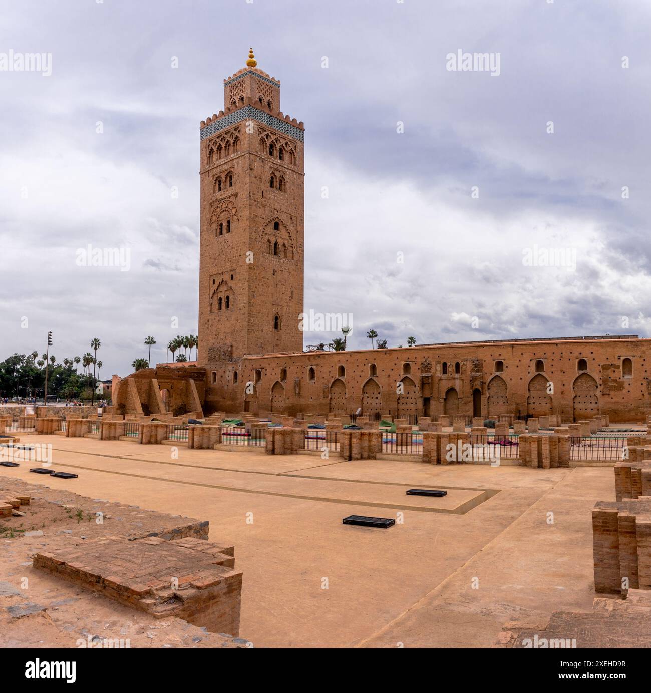 View of the Kutubiyya Mosque in the old medina quarter of downtown ...