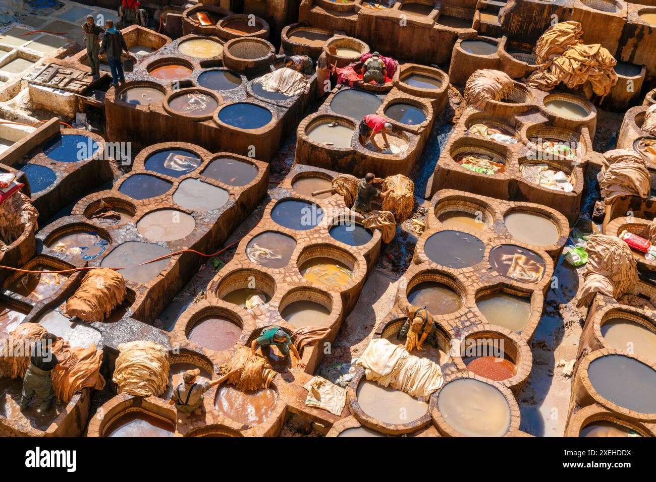 A detail view of the Chouara Tannery in the Fes el Bali quarter of ...