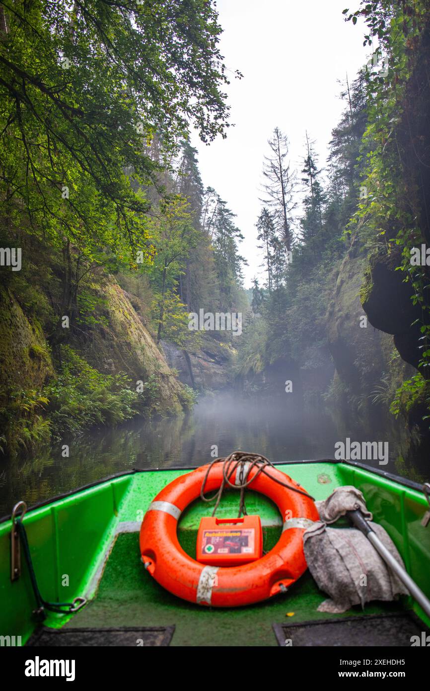 Nature, landscape shot of a gorge with a river. HÅ™ensko, Kamnitzklamm ...