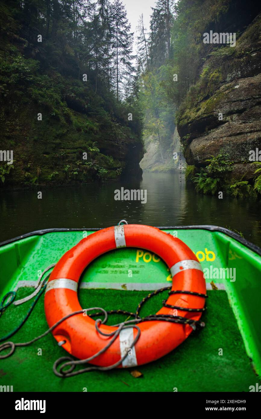 Nature, landscape shot of a gorge with a river. HÅ™ensko, Kamnitzklamm ...