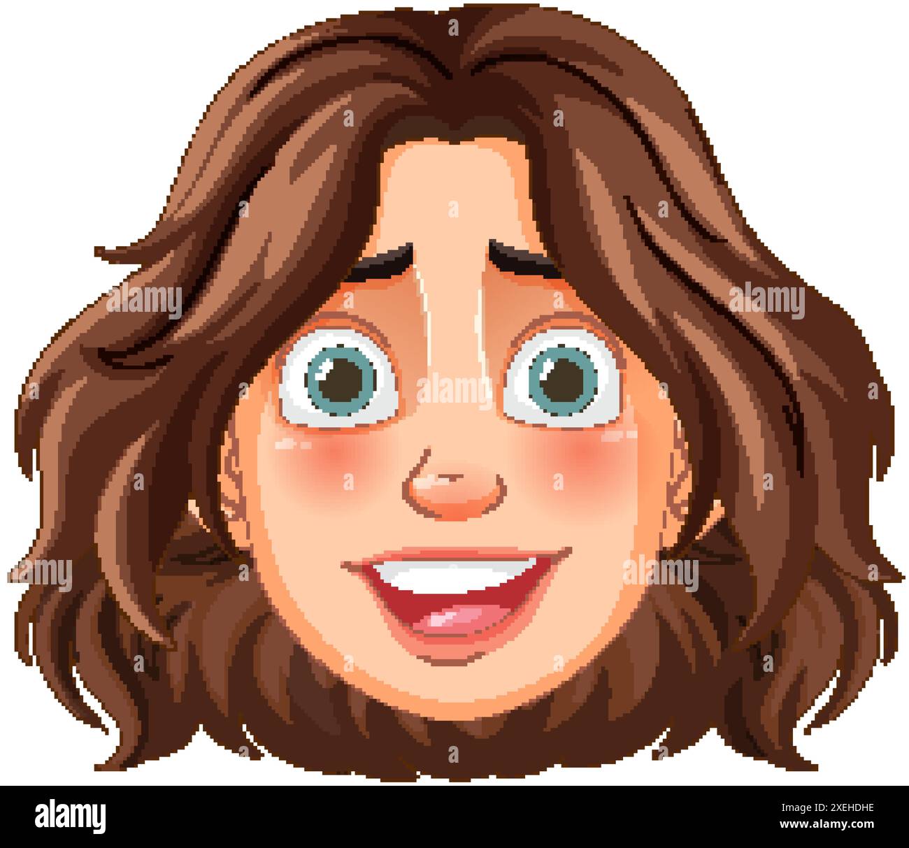 Smiling cartoon face with brown hair Stock Vector Image & Art - Alamy