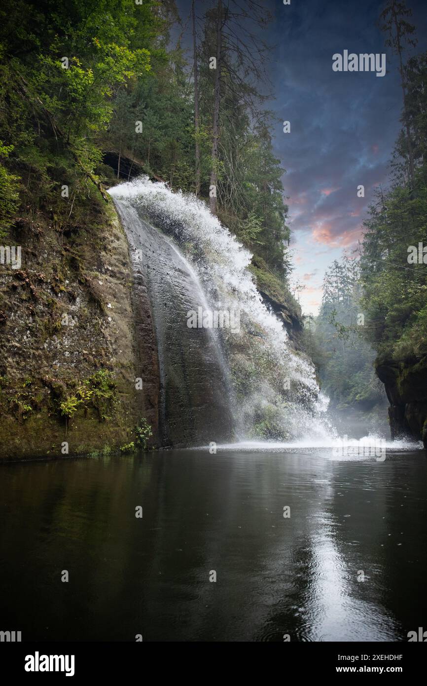 Nature, landscape shot of a gorge with a river. HÅ™ensko, Kamnitzklamm ...