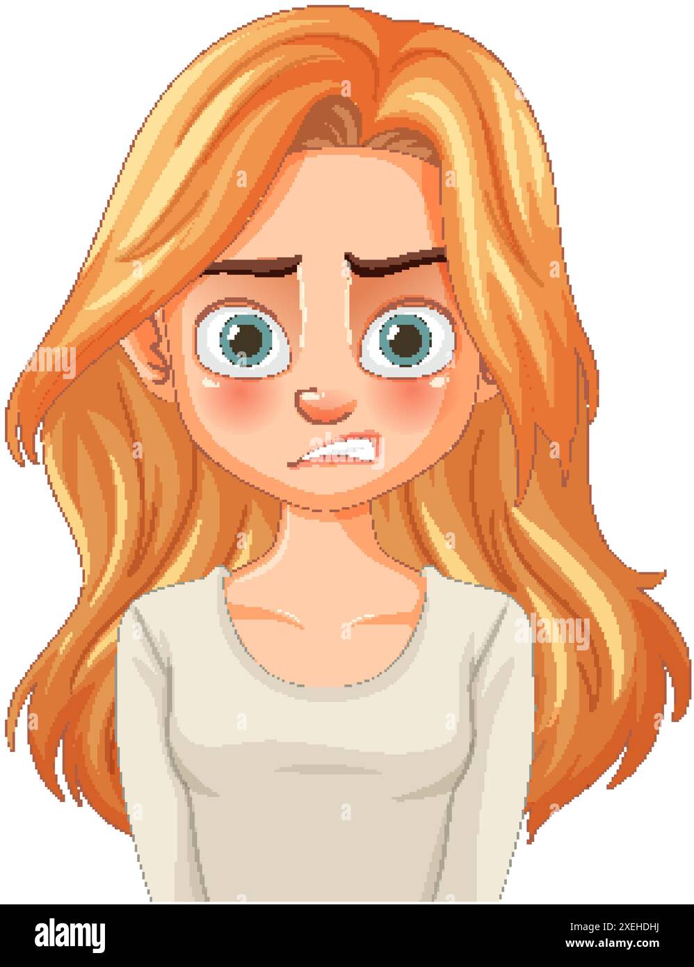 Illustration of a concerned red-haired woman Stock Vector Image & Art ...