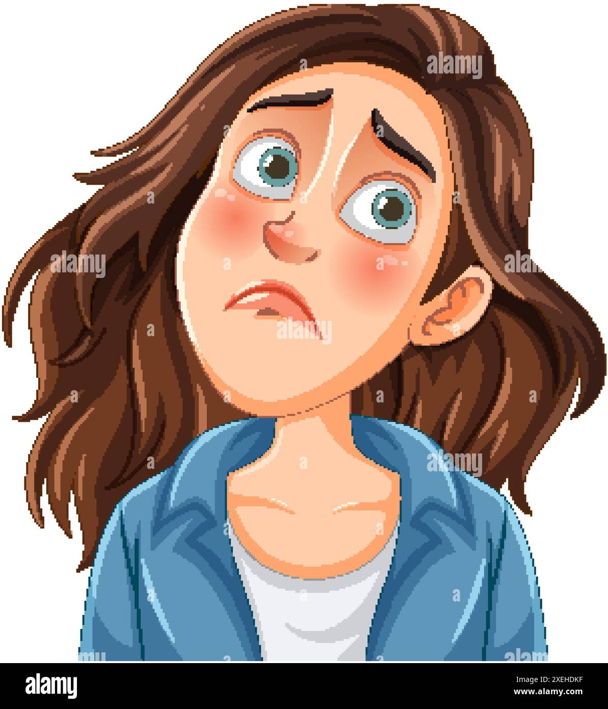 Illustration of a concerned woman in blue jacket Stock Vector Image ...