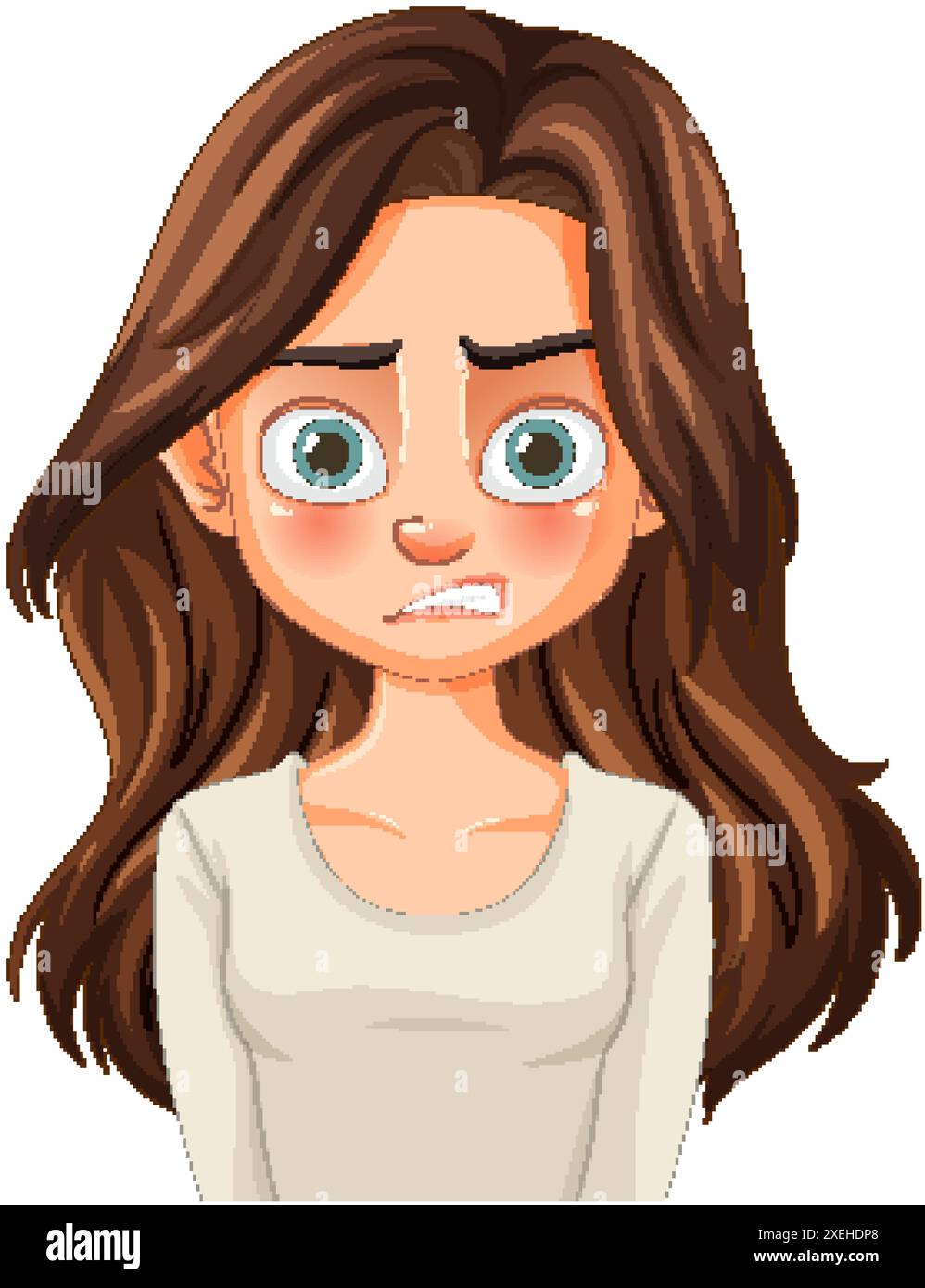 Illustration of a concerned woman with brown hair Stock Vector Image ...