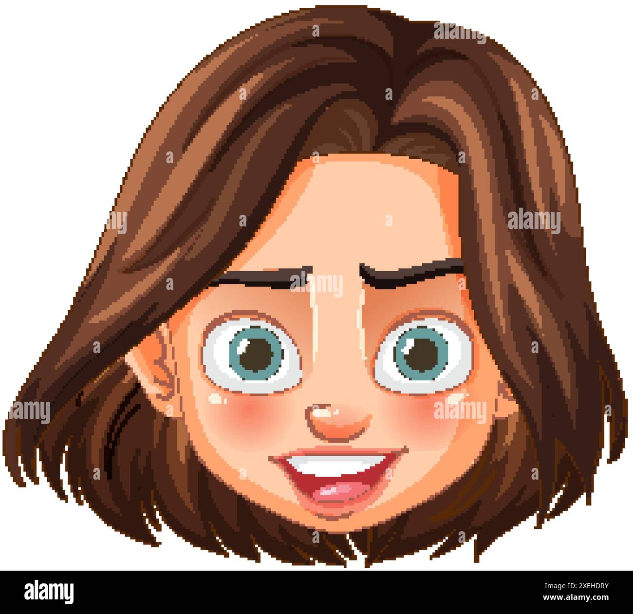 Smiling face with brown hair and big eyes Stock Vector Image & Art - Alamy