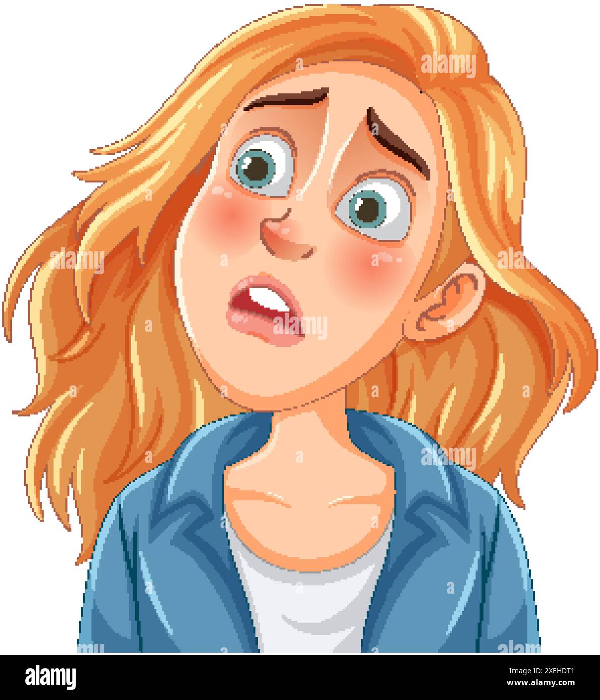 Illustration of a concerned woman with red cheeks Stock Vector Image ...