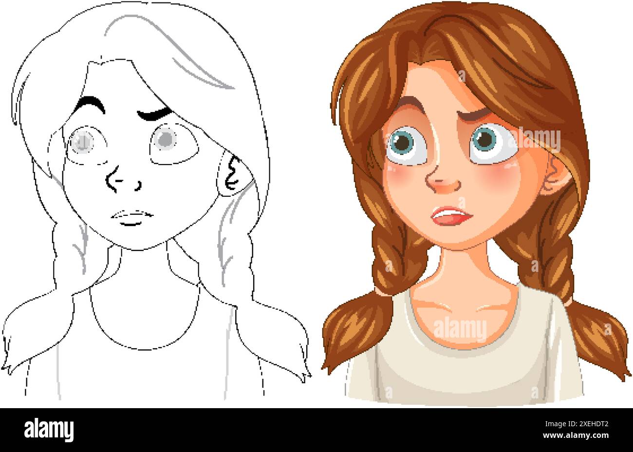 Illustration of a girl with expressive face Stock Vector Image & Art ...